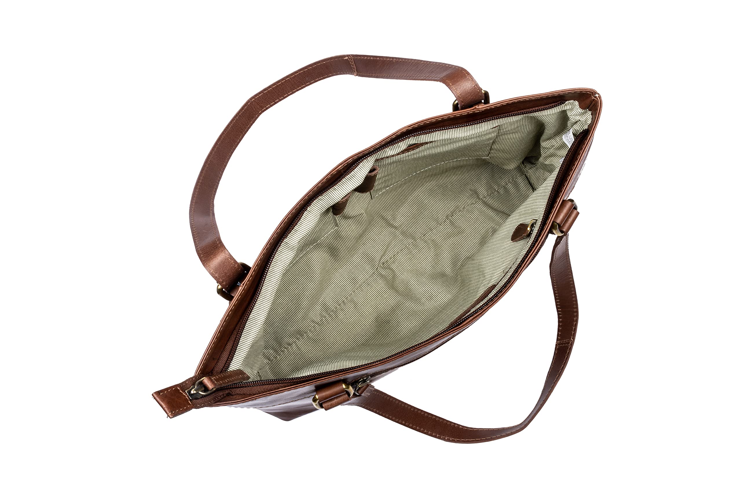 Zinda Genuine Leathers Women's Handbag Tote Shopper Large Shoulder Bag (Brown)