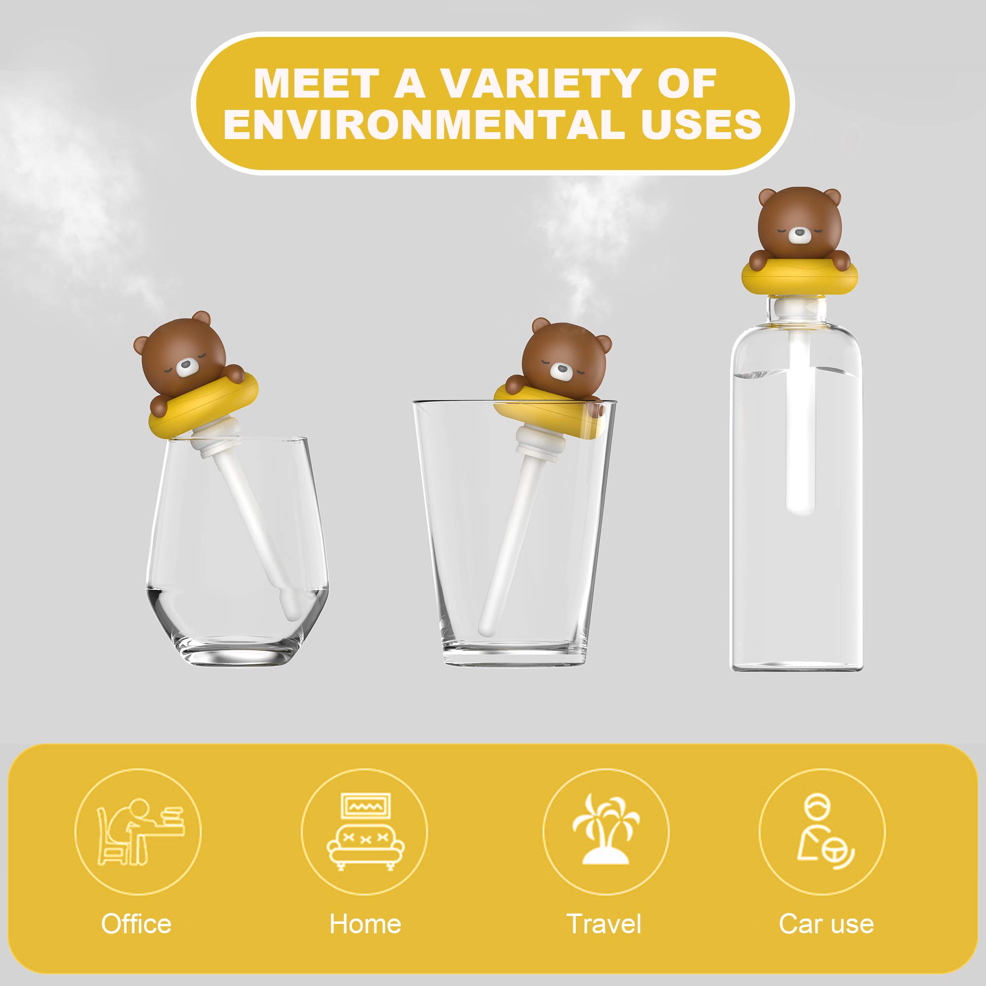 USB Portable Mini Humidifier, Richgv Cool Mist Humidifier for Car Travel Office Hotel Household