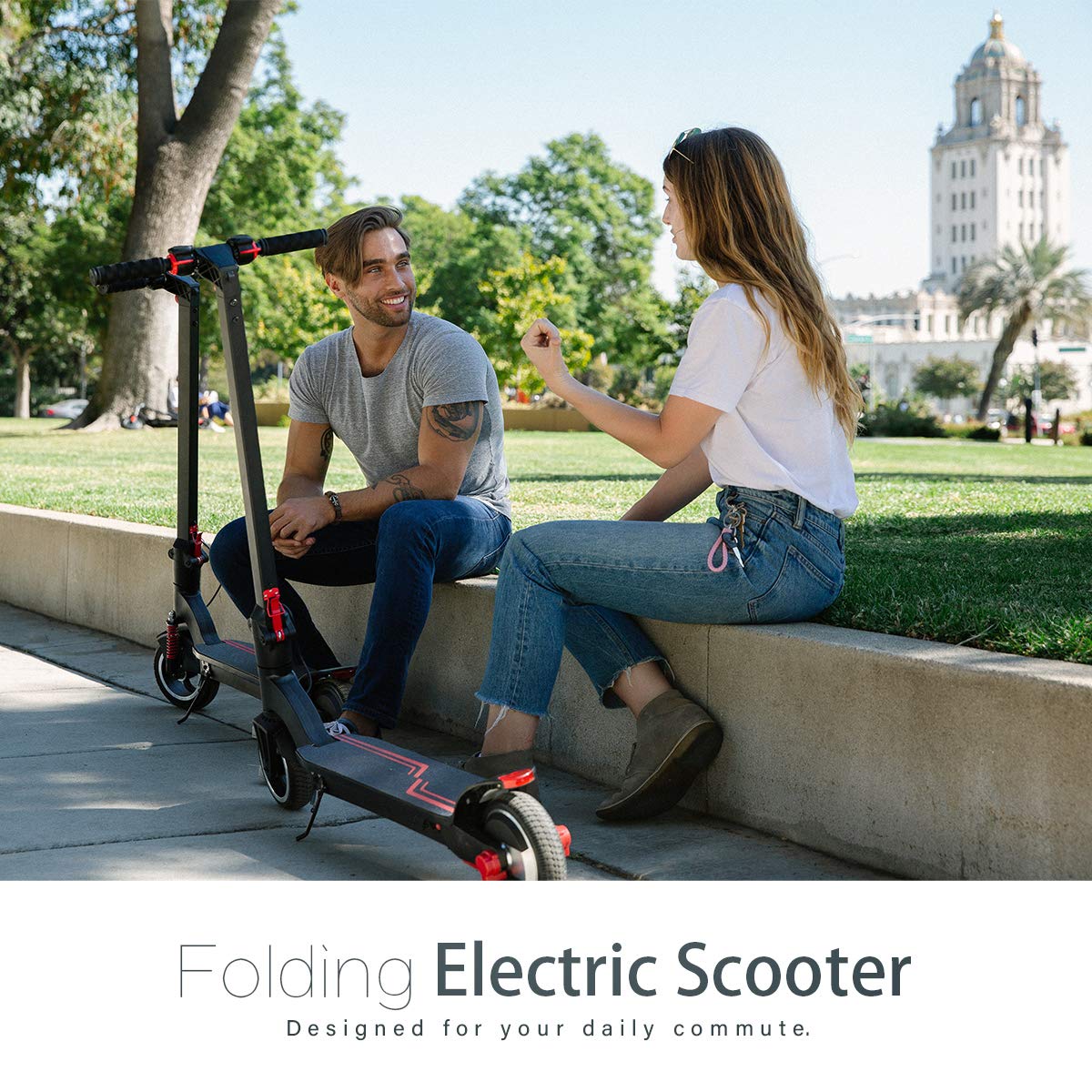 XPRIT 8" Electric Scooter with Shock Absorbers, Up to 13 Miles Range, Commuting Scooter (Black)