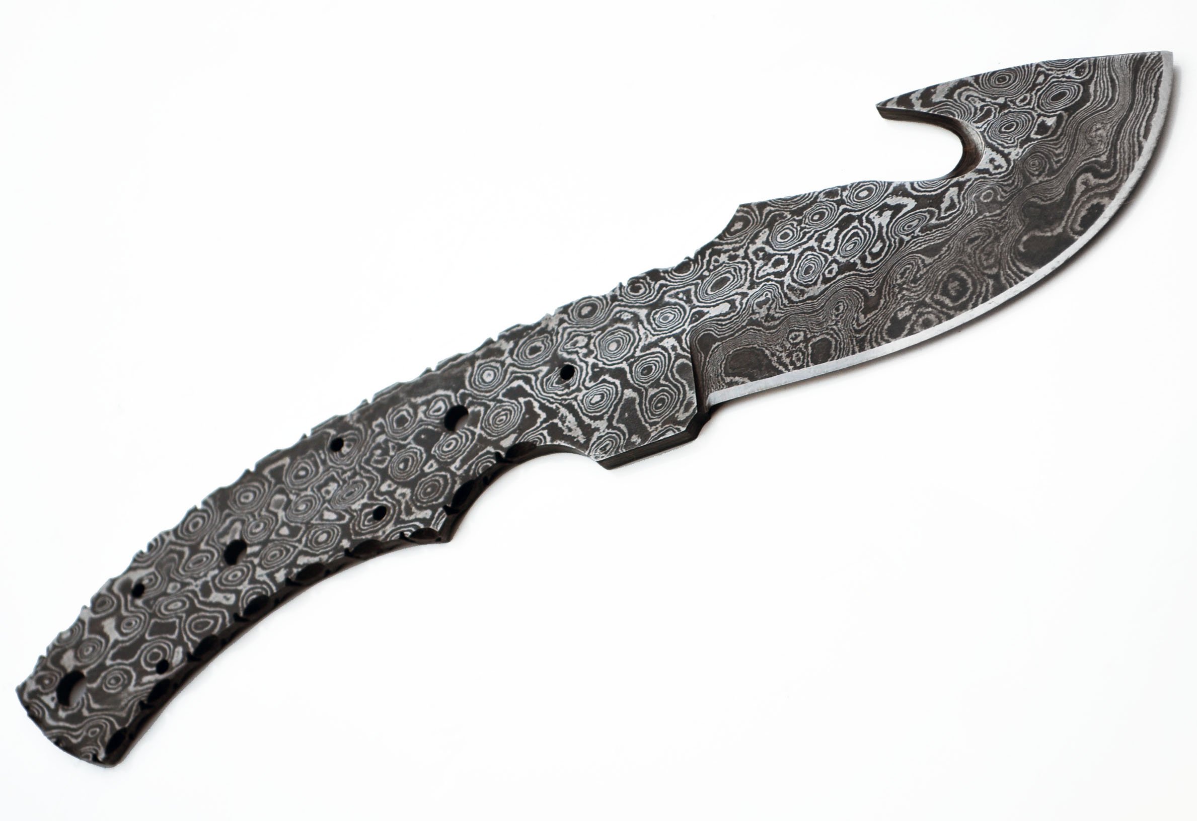 Whole Earth Supply Damascus Guthook High Carbon Steel Large Blank Blanks Blade Hunting Knife Knives Making
