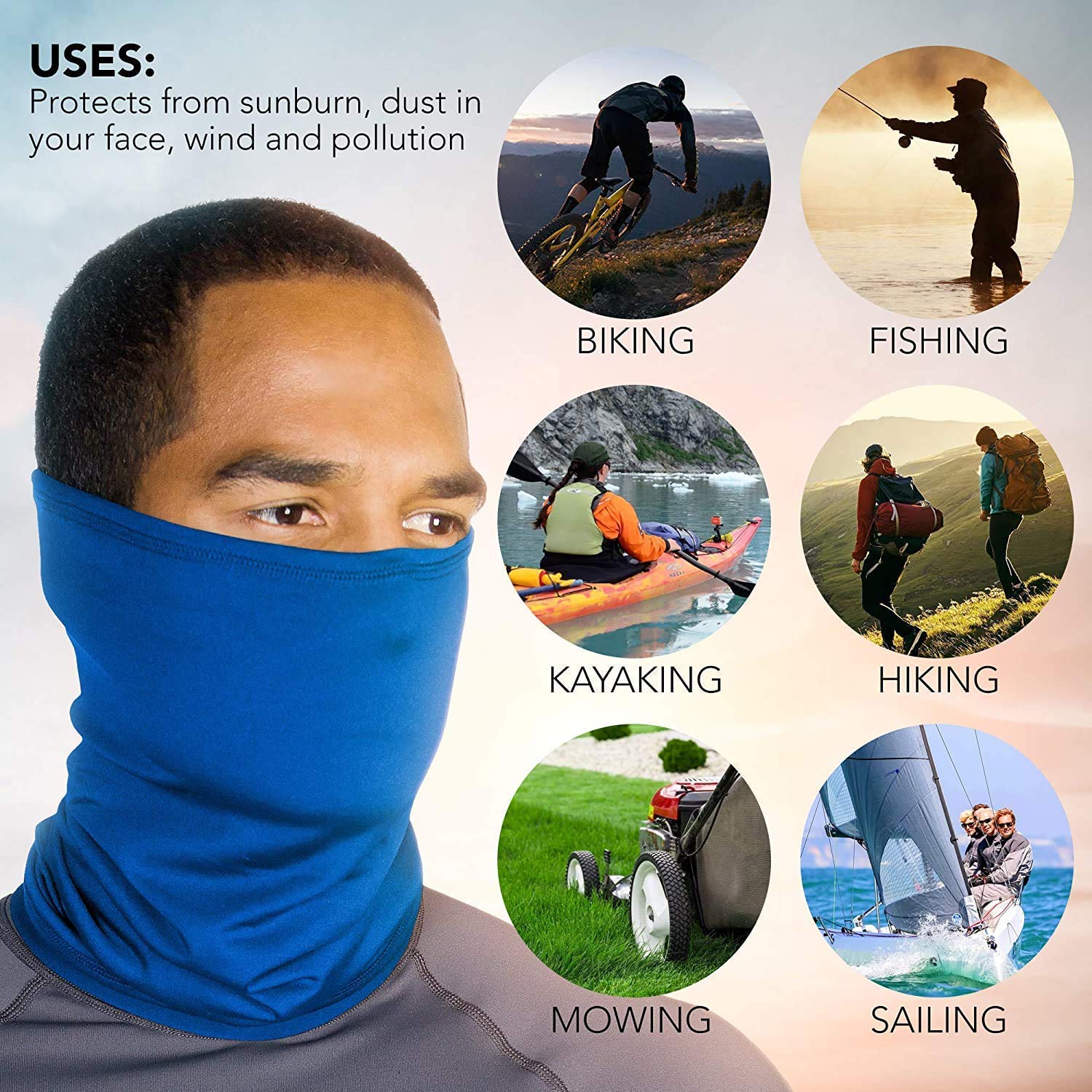 WindRider UPF 50+ Sun Protection Neck Gaiter for Fishing, Biking, Skiing: Elevate Your Outdoor Experience with SunShield Pro