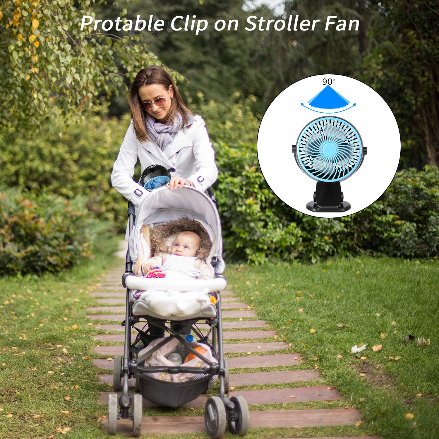 ZWANG 6 Inch Table Fans,USB Desk Fan , 360° Rotate USB Fan,Rechargeable Mini Clip Fan,USB Powered Stroller Fan, Personal Quiet Electric Fan for Home Office Camping