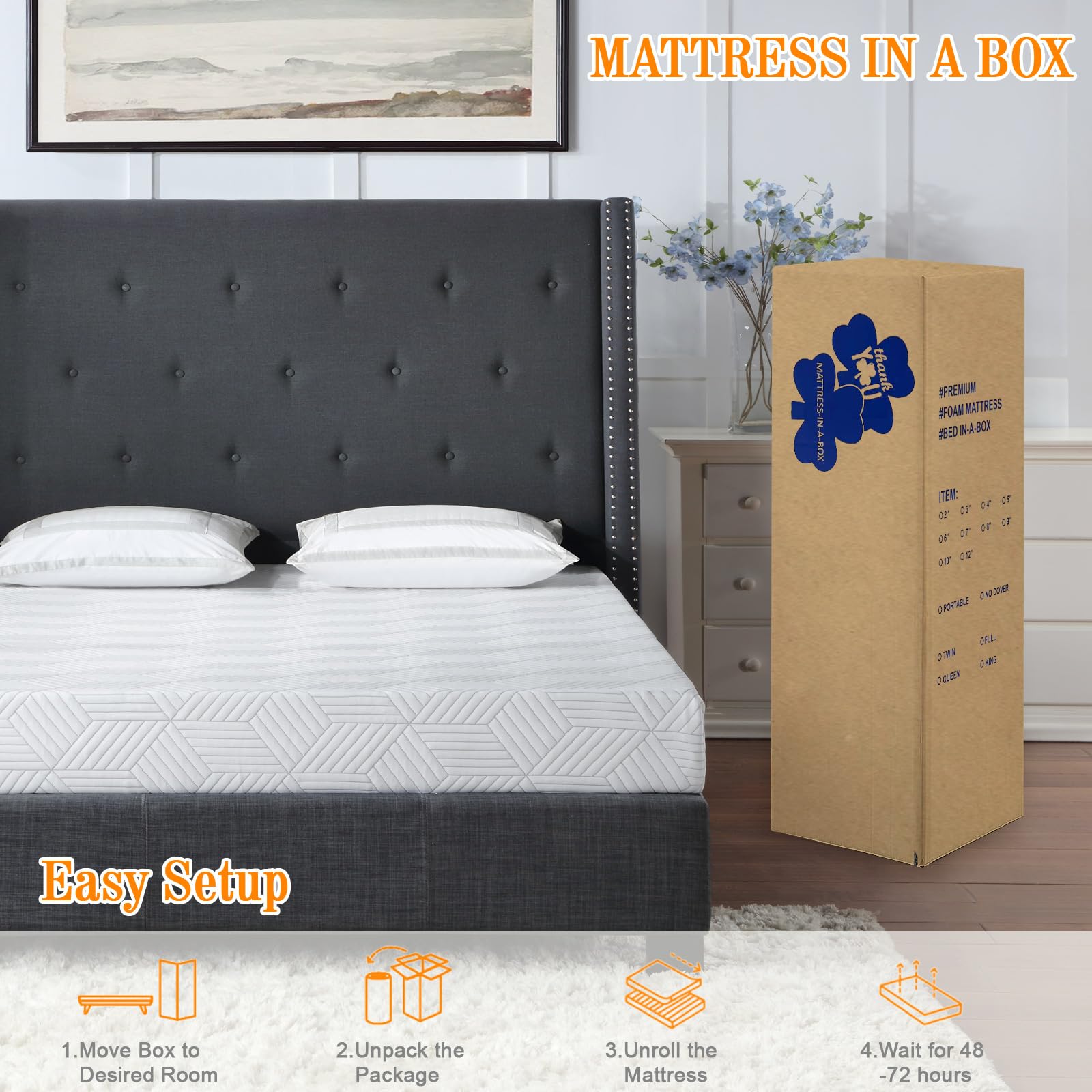 Turnkey Full Size Mattress 5 inch Gel Memory Foam Bed Mattress in a Box with Breathable Washable Cover 75" X 53" X 5"