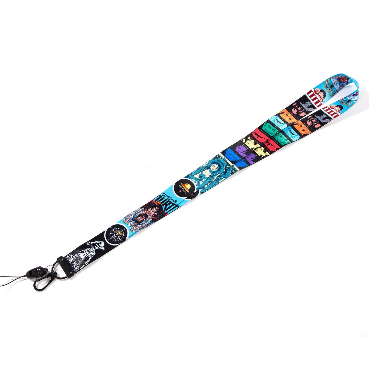 w chain ONE PIECE Anime Keychains,Keychain Lanyard,Anime Lanyard,ID Holder for Badge (one piece1Black Green)