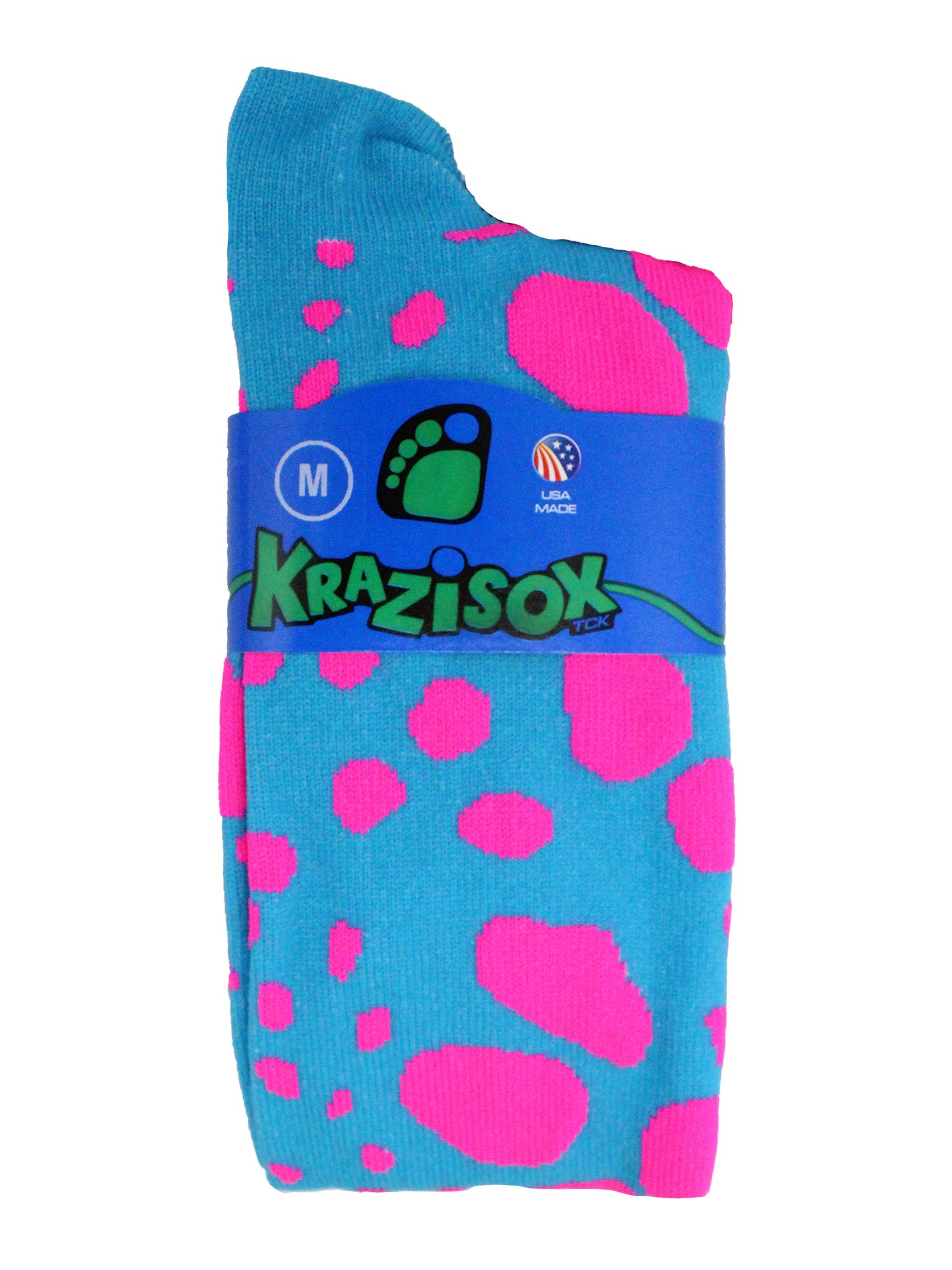TCK Krazisox - Leopard Over the Calf Socks (Turquoise/Hot Pink, Small)