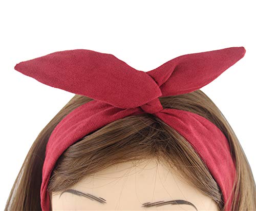 Yeshan Solid Color Wire headbands for Women with Rabbit ears Bow Headband, Twist Wired Headbands,Yoga Sports Head Wraps Hair Accessory,Pack of 9
