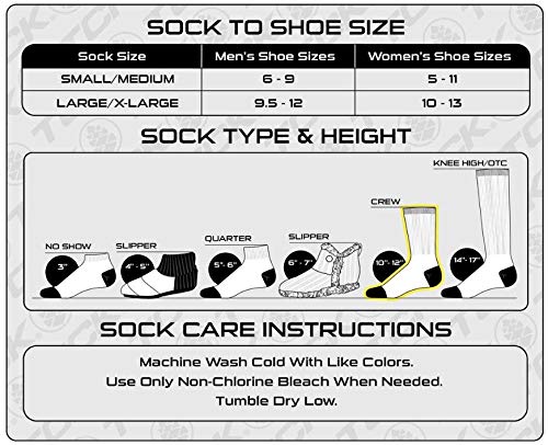 TCK Performance Zip Pocket Crew Socks, Stash & Dash (Black, Large)