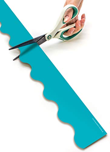 Teacher Created Resources Teal Scalloped Rolled Border Trim - 50ft - Decorate Bulletin Boards, Walls, Desks, Windows, Doors, Lockers, Schools, Classrooms, Homeschool & Offices