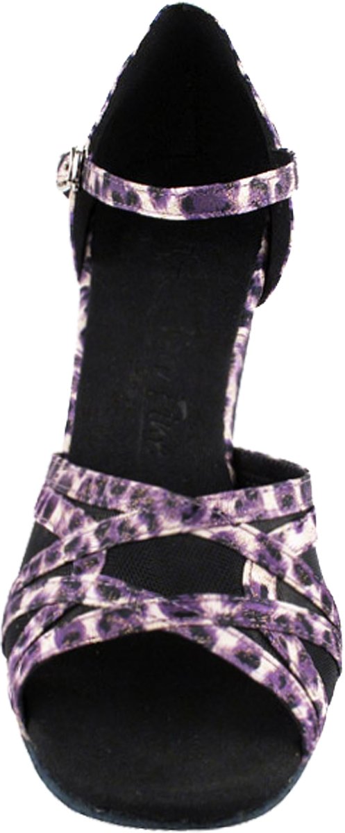Women's Ballroom Dance Shoes Tango Wedding Salsa Dance Shoes Purple Leopard & Black Mesh Sera1398EB Comfortable - Very Fine 2.5" Heel 7.5 M US [Bundle of 5]