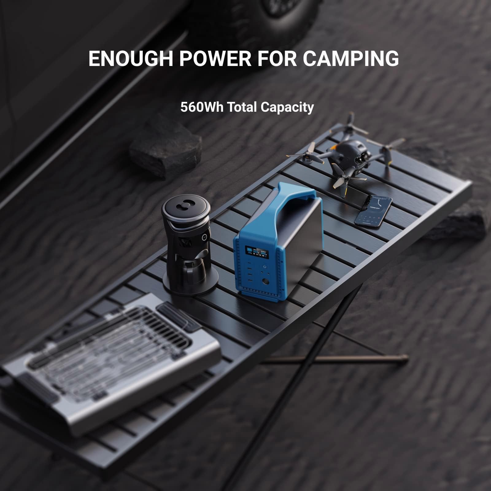 YOLANESS Portable Power Station 500W 560Wh Solar Generator with 110V Pure Sine Wave AC Outlet for Outdoor Camping, RV and Home Use