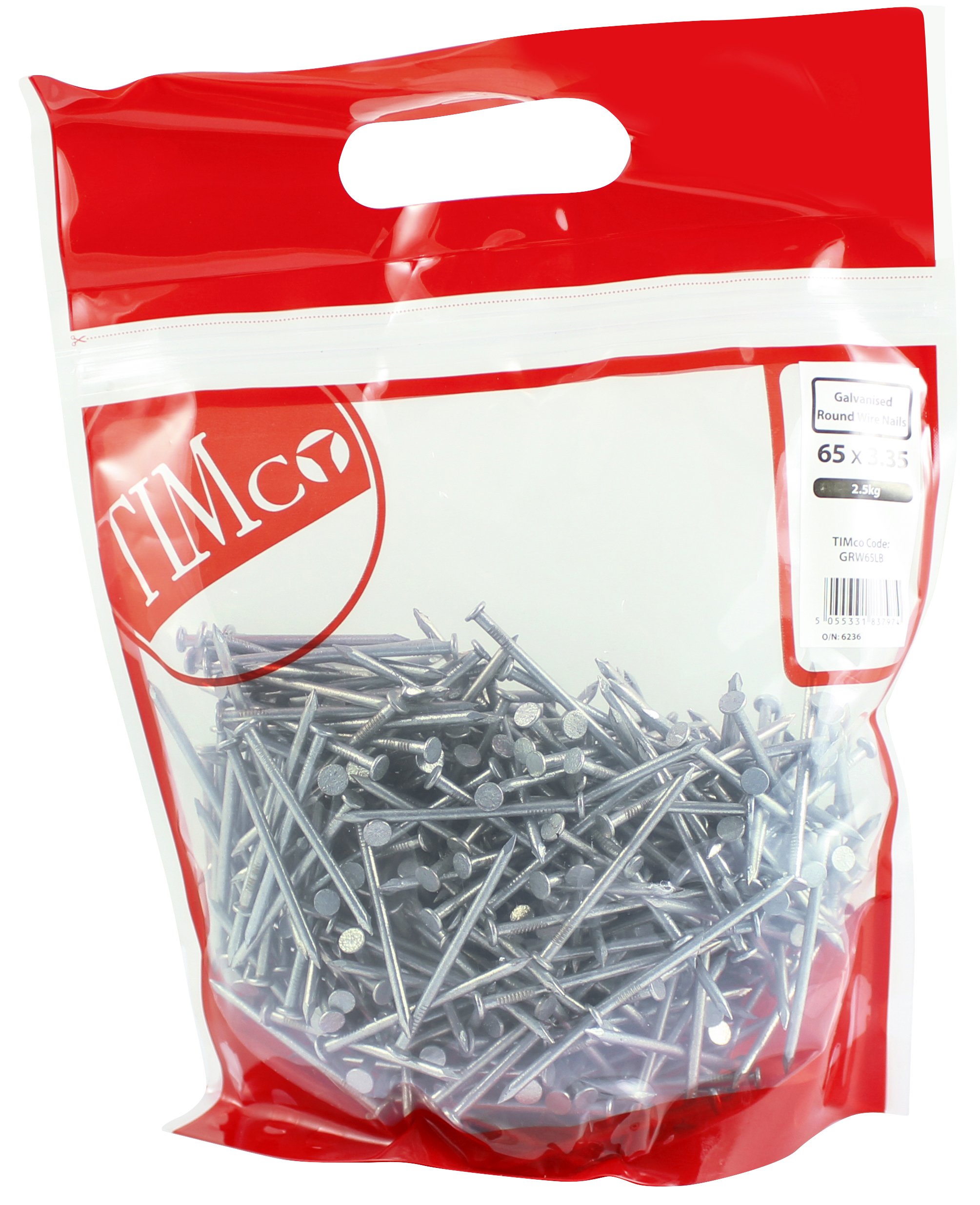 TimCo GRW150LB Galvanized Bag Round Wire Nail-Galvanised 2.5kg, 150 x 6.00, Silver