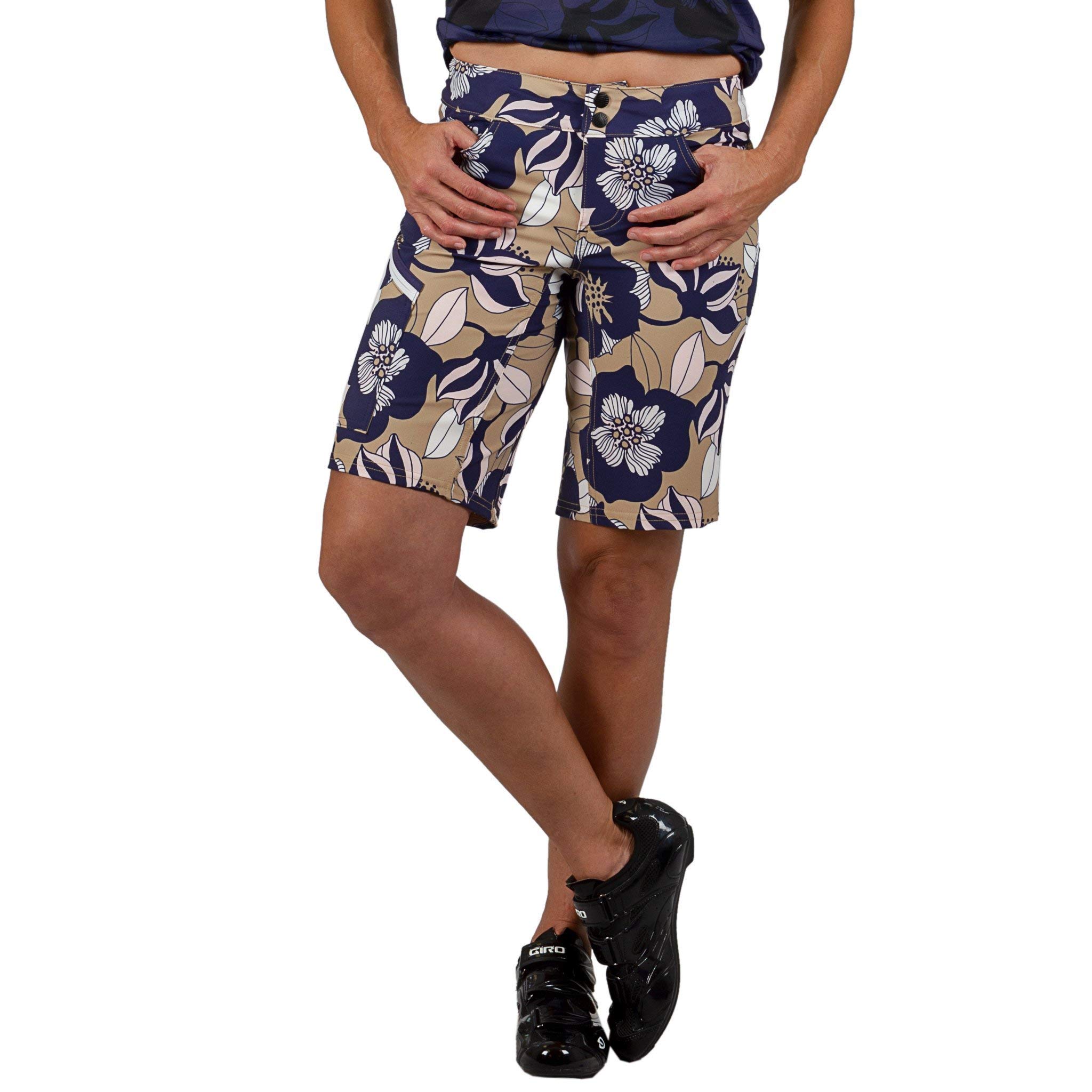 SHEBEEST Women's Dirty Beest Mountain Biking/Cycling Shorts, Zinnia-Gold, Medium