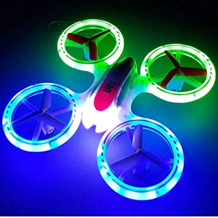 SkyCo Mini Drone Helicopter UFO Drones for Kids Lighting RC Quadcopter 2.4G 4CH 6 Axis with Fantastic LED Lights Extra Battery Bonus Hover Car