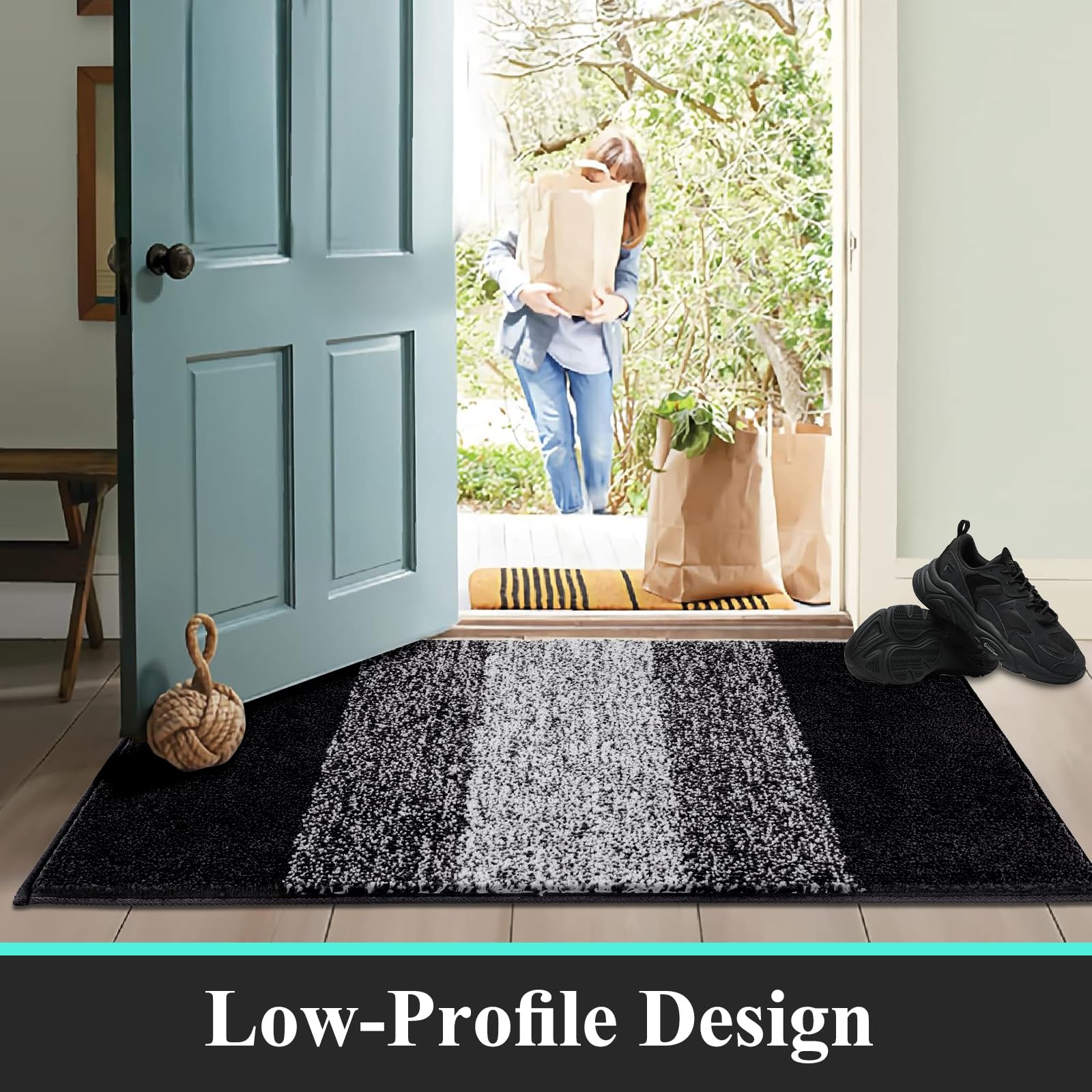 Vaukki Indoor Doormat Entryway Door Rug, Non Slip Absorbent Mud Trapper Mat Inside Floor Mat, Washable Small Door Carpet for Entryway (32''x48'', Red)