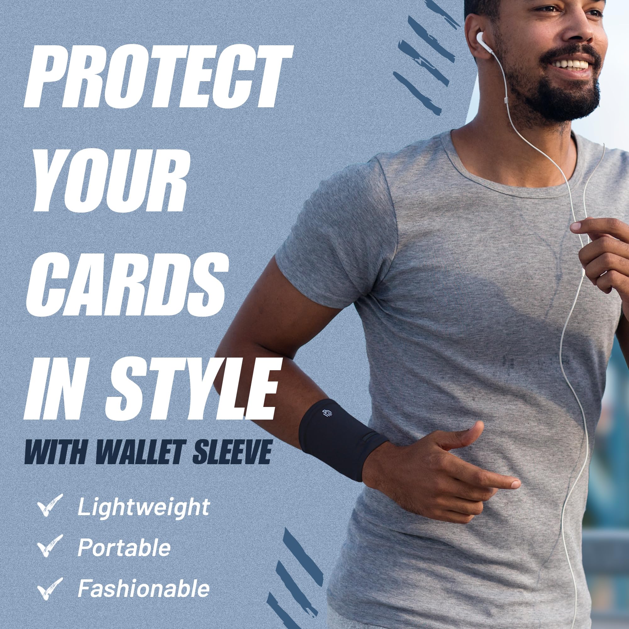 Wallet Sleeve, 3 Pack Wristband, Lightweight Wallet Wristband for Running, Hiking, Workout, RFID Zipper Pouch for Cash, Cards and Small Essentials
