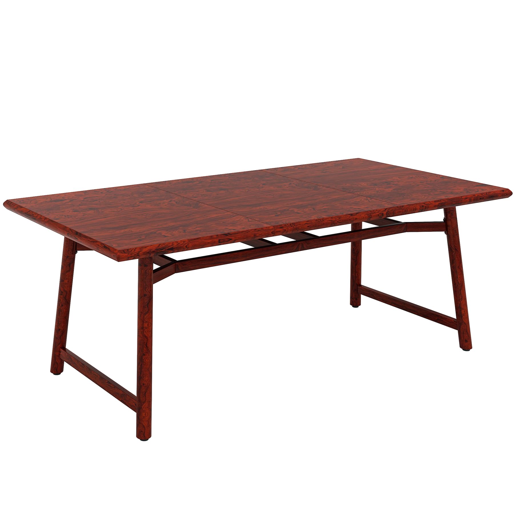 Tribesigns 63" Dining Table for 4-6, Rectangular Kitchen Table with Heavy-Duty Metal Legs, Wood Dinner Table for Kitchen or Dining Room, Easy Assembly, Classic Cherry Red