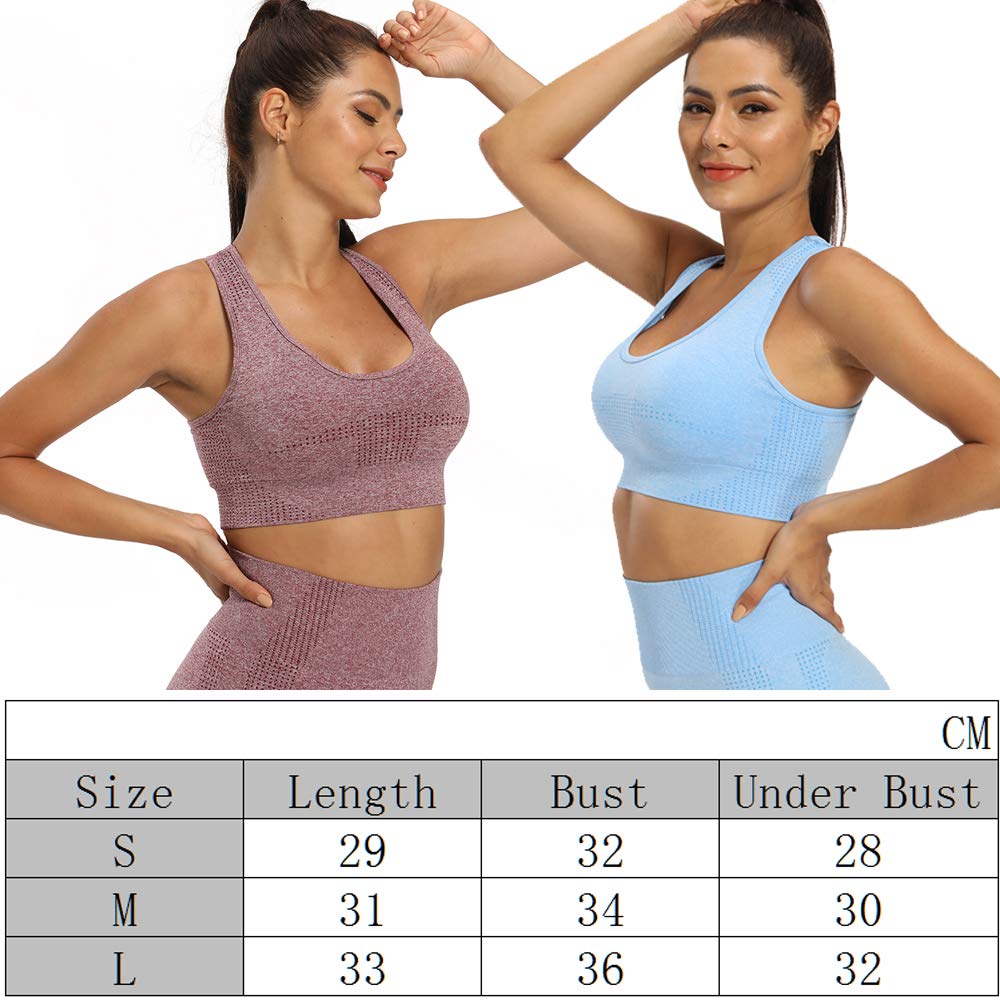 Women's Workout Sports Bra High Impact Support Wirefree Seamless Racerback Top