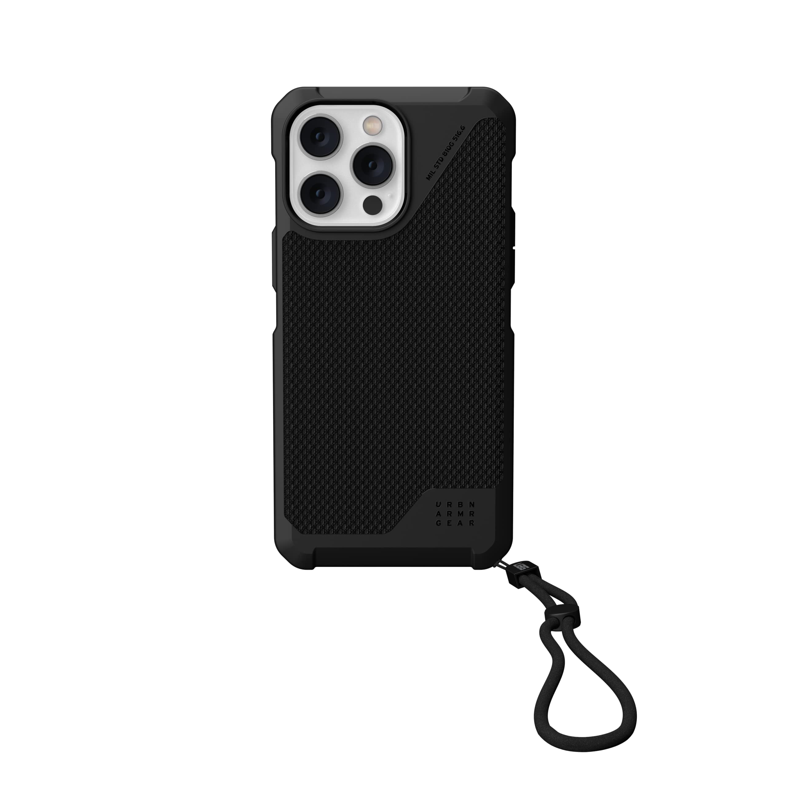 URBAN ARMOR GEAR UAG iPhone 14 Pro Max Case 6.7" Metropolis LT Kevlar Black - Compatible with MagSafe Rugged Protective Cover & Paracord Lanyard Adjustable Wrist Strap Bundle Set