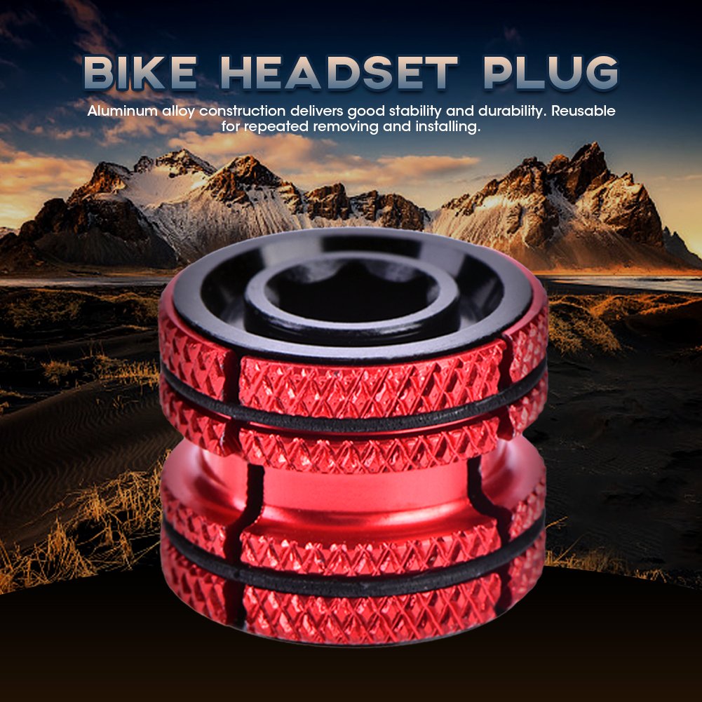 VGEBY1 Bike Headset Plug, Top Cap Compressor Adjuster Headsets Locking Device for Road Mountain Bikes(Red)