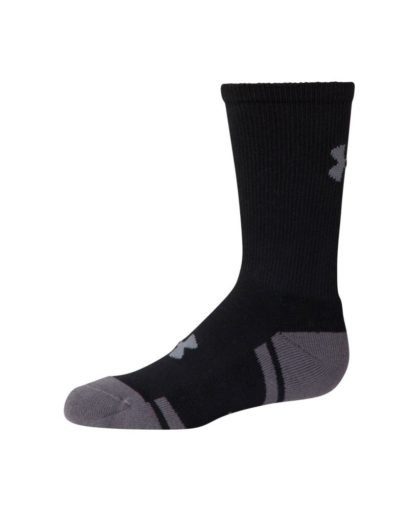 Under Armour Youth Resistor 3.0 Crew Socks, Multipairs, Black/Graphite (6-Pairs), Small