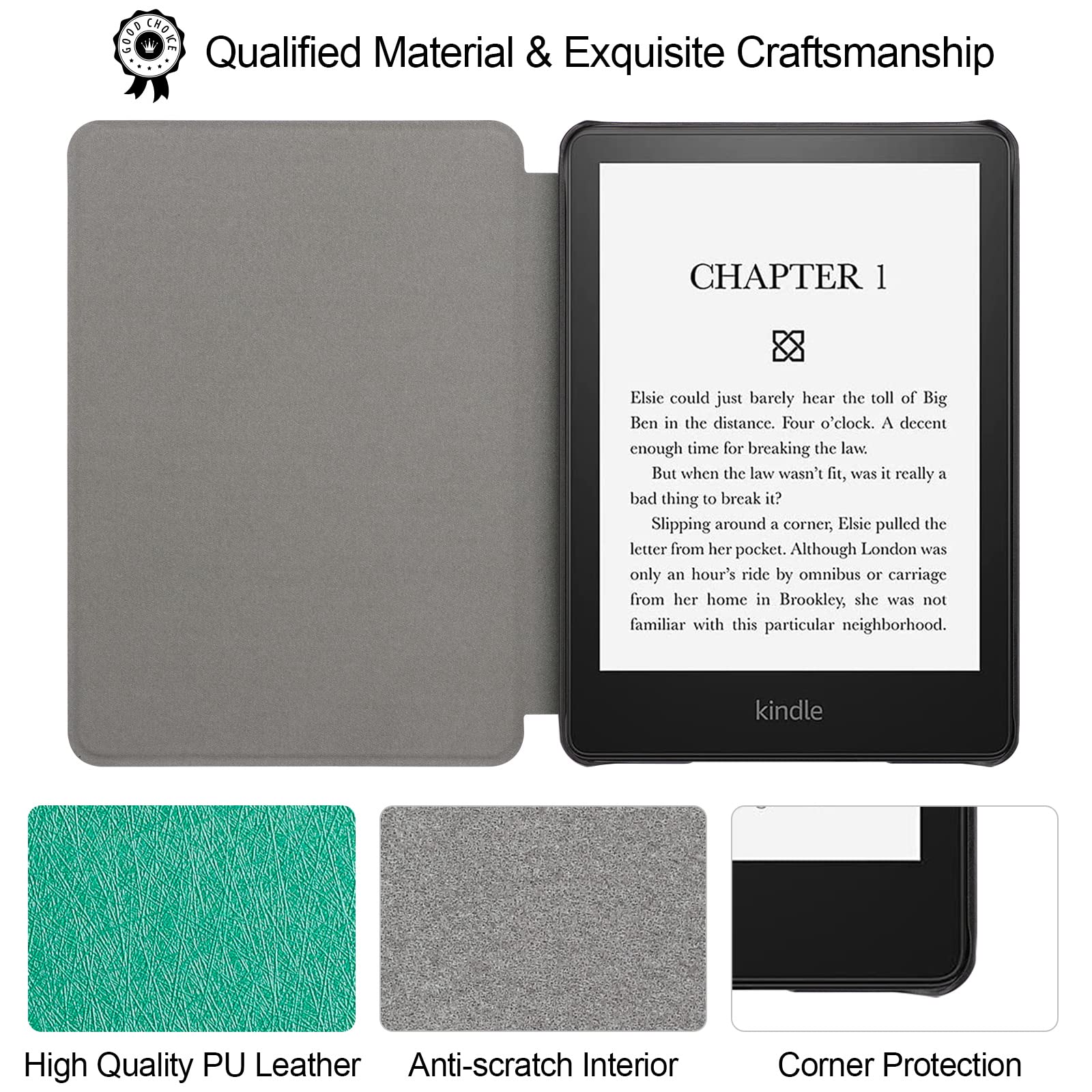 WALNEW Case for Kindle Paperwhite 11th Generation & Signature Edition(6.8β)- Slim Lightweight PU Leather Foldable Protective Case Cover Accessories with Auto Wake/Sleep, Flower