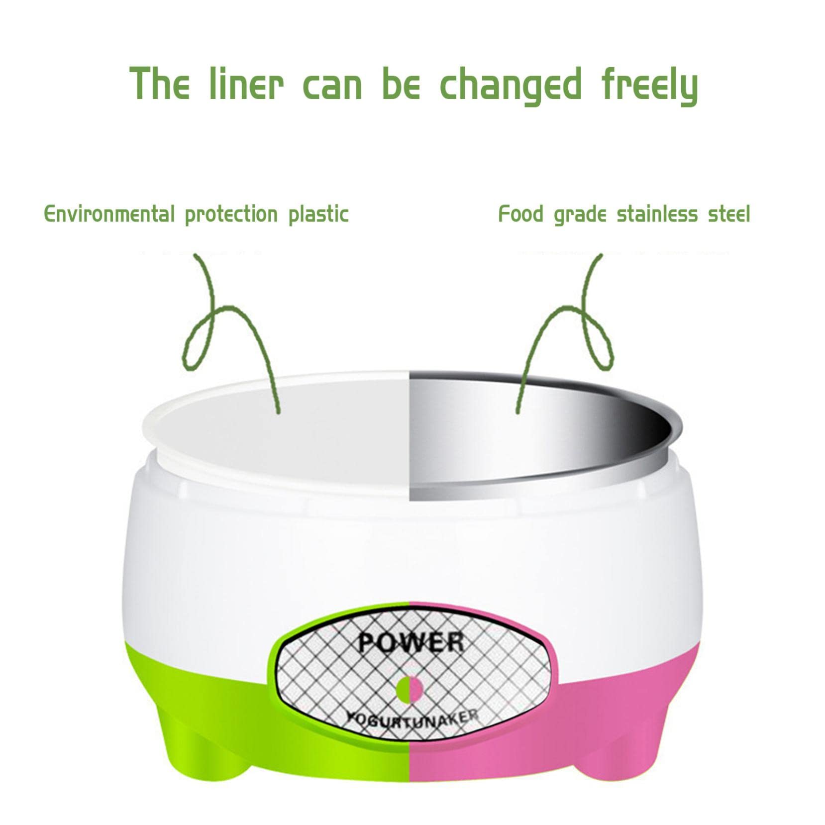 Yogurt Maker Machine, Greek Yogurt Maker, 1 Quart Capacity, Stainless Steel Inner Pot, Easy to Use, Handmade Food Gadget, for Home Organic Yogurt (pink)