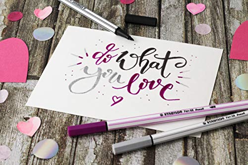 STABILO Premium Fibre-Tip Pen with Brush Tip Pen 68 brush - Pack of 24 - Assorted Colours