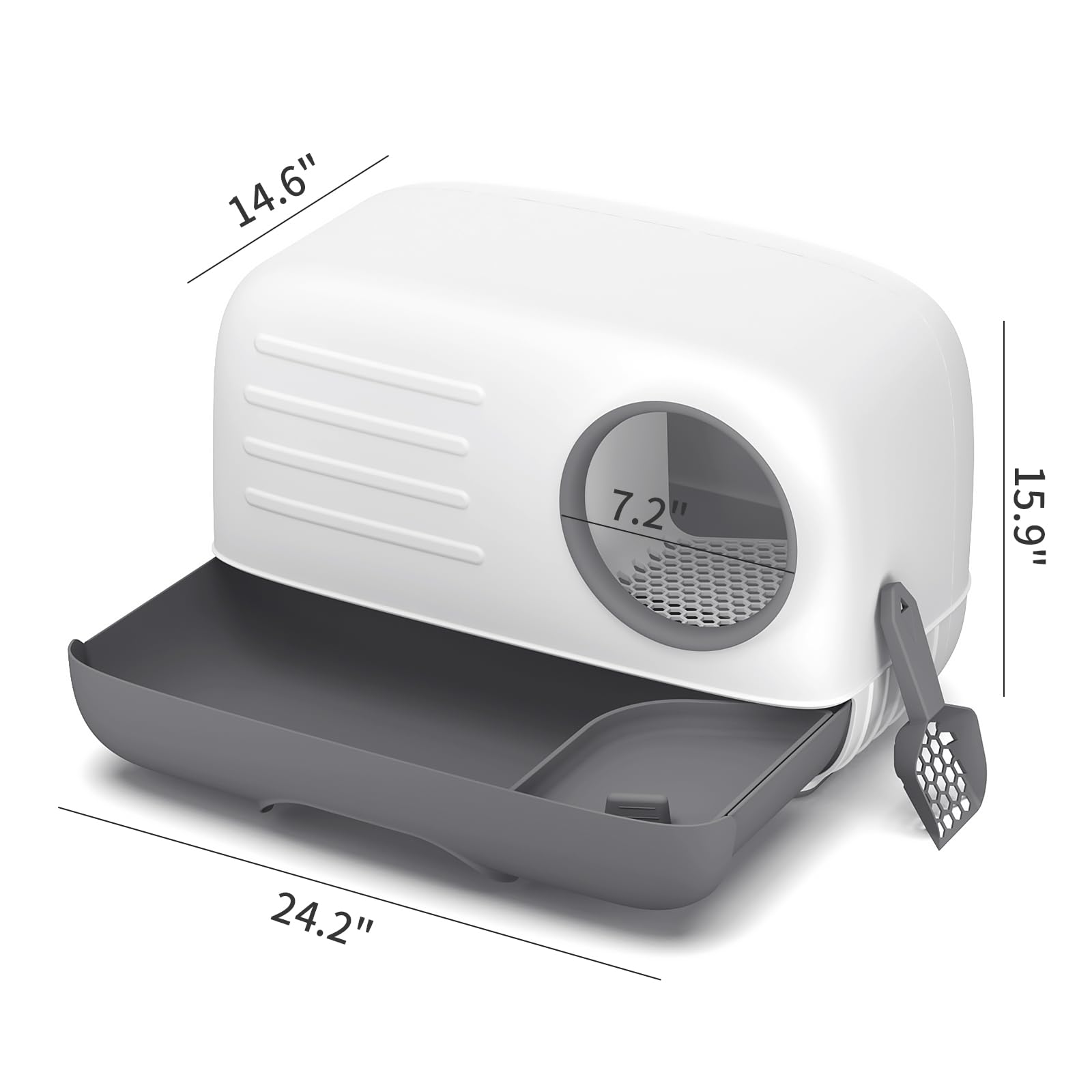 VARLNALY Cat Litter Box Enclosure Hidden Covered Litter Box with Lid, Kitty Litter Box Enclosed Prevent Urine Leakage and Isolate Odors, Cute Litter Pan with Drawer, Easy to Clean, Grey
