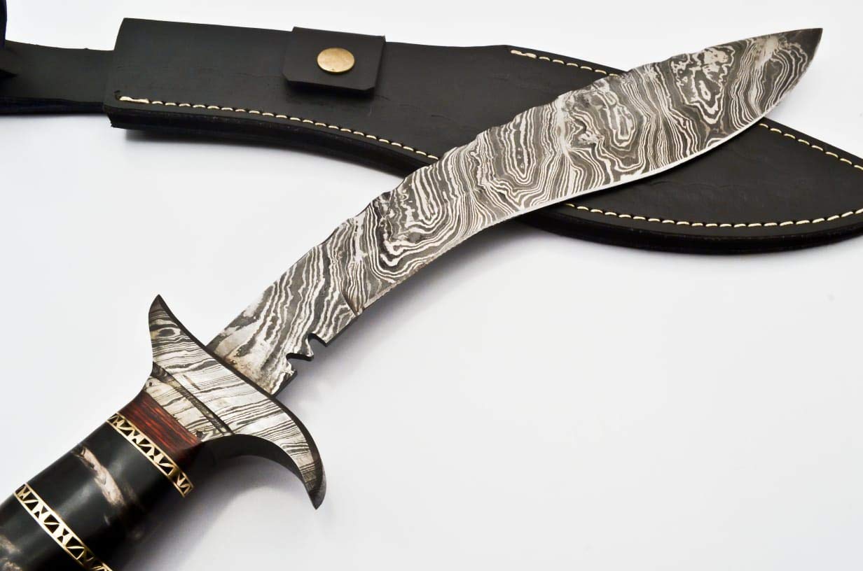 Rare Custom Damascus Custom Art Knife Hunting Knife | Outdoor Knife Camping Knife | Beautiful Stag Handle with Free Genuine Leather Sheath KH-890