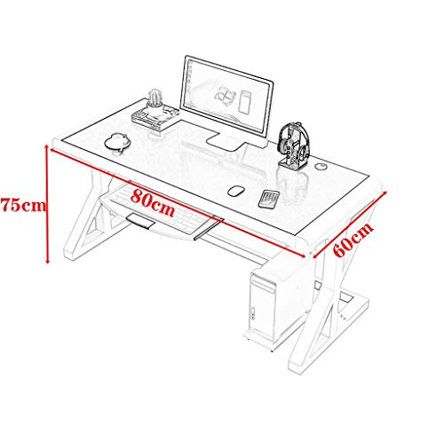 YWDNZ Home Office Desks Computer Desk Furniture/Tempered Glass Computer Desk Desk, X-Shaped Steel Frame Home Office Computer Desk, Workstation, (Color : A)
