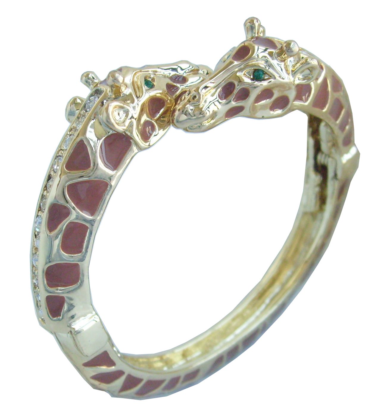 Unique Animal Giraffe Bracelet Bangle Cuff Clear Austrian Crystal Gold-Tone Brown Spot