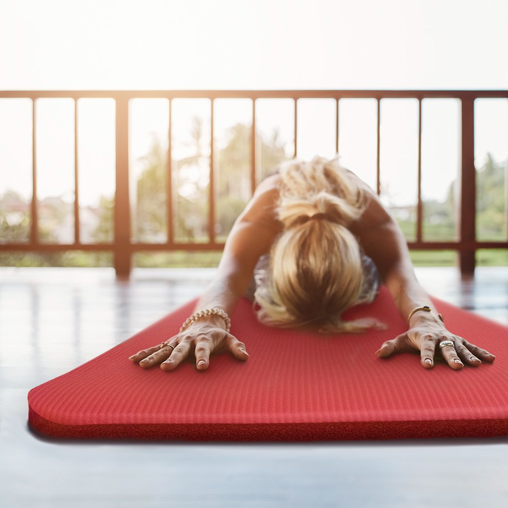 Yoga Cloud 4-pack - 1" Extra Thick Fitness Mats with Shoulder Strap - Soft Non Slip Exercise Pad for Pilates, Stretching, Gym Classes, Home Workout, Camping, Physical Therapy & Joint Relief (Mixed)