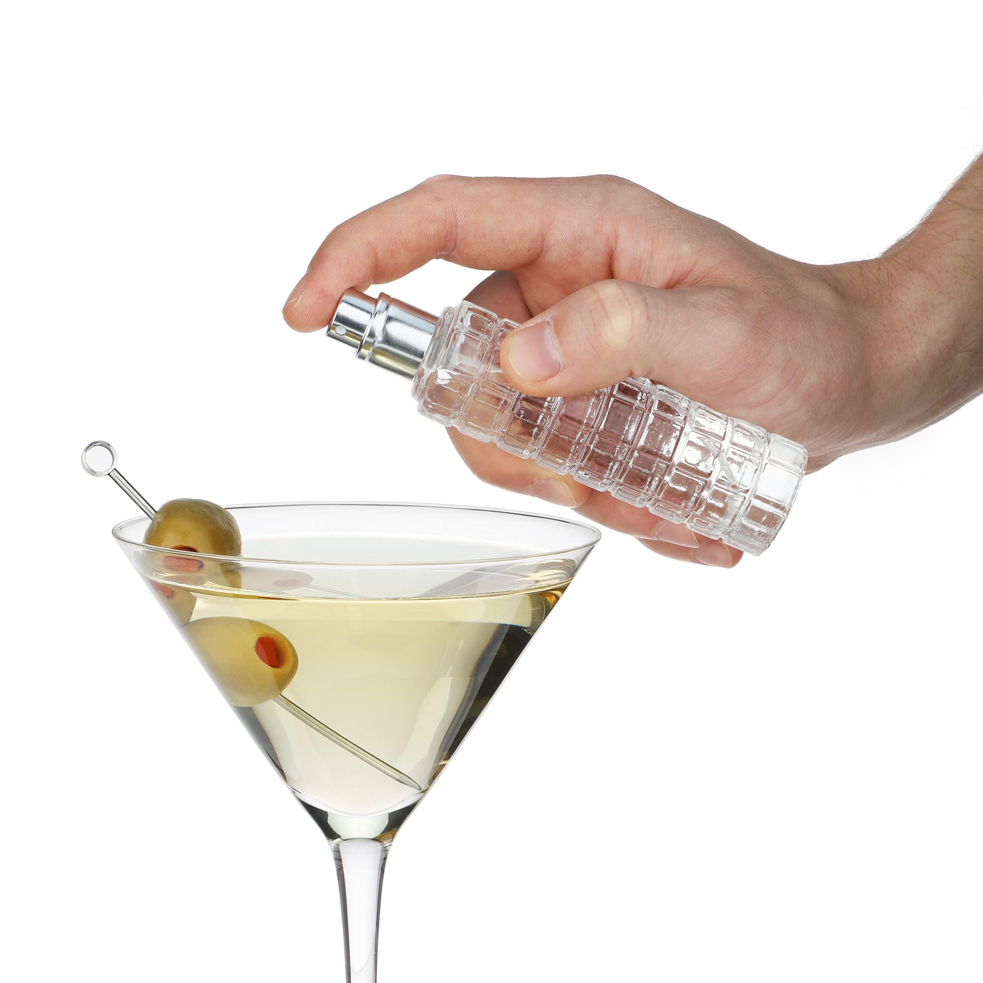 Viski True Martini Atomizer Perfect for Vermouth or Bitters, Spray Bottle, Travel Fragrance, DIY, Refillable Sprayer, Stainless Steel, Bar Accessory, 30 ml, Set of 1, Clear