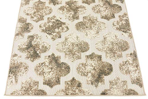 Unique Loom Outdoor Trellis Collection Area Rug - Nashville (9' x 12' Rectangle, Cream/ Brown)