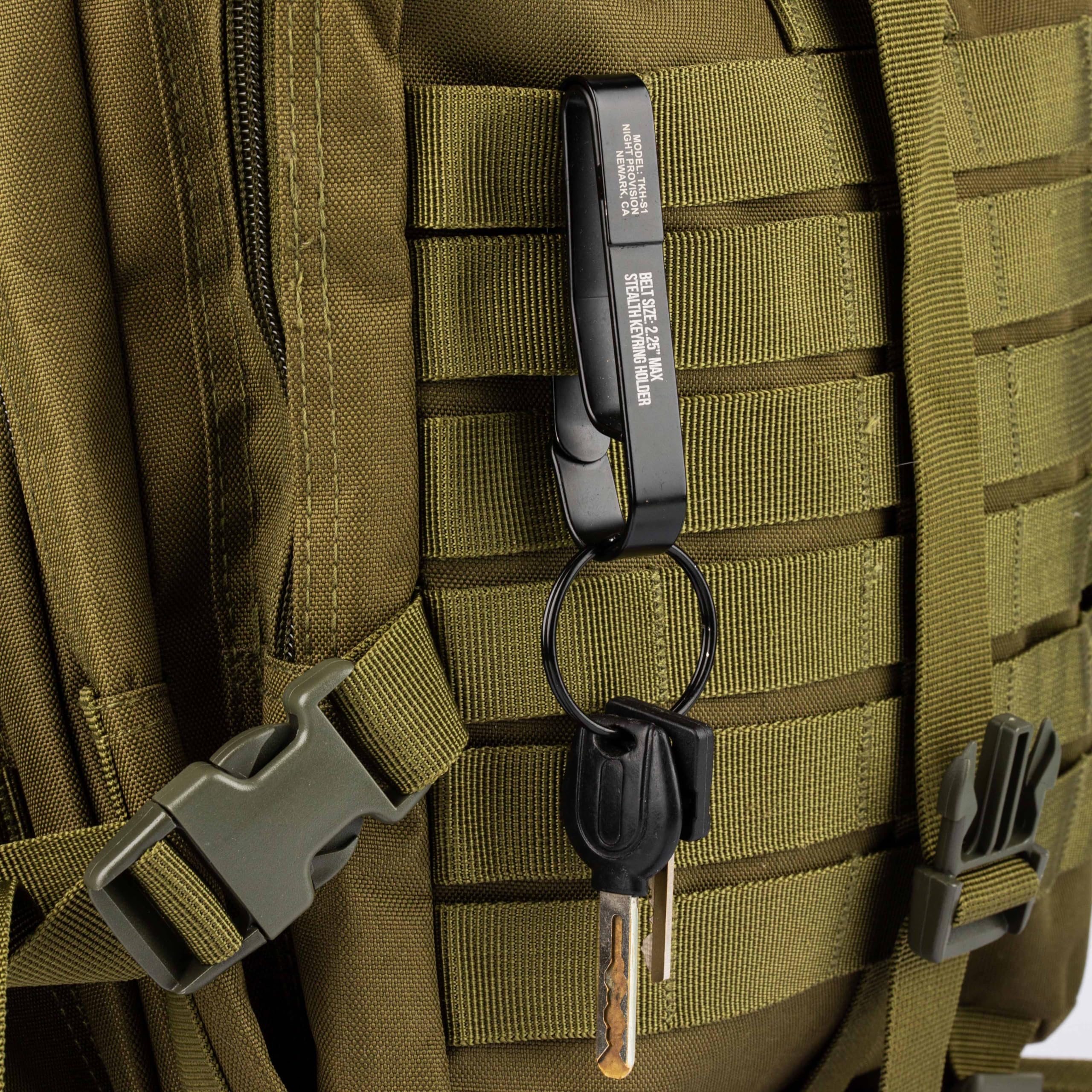 TKH-S1 Stealth Tactical Key Ring Holder for Duty Belts, Quick Release Clip w/2 XL Detachable Rings Max 2.25" Belt For Police, Correctional, Fire Dept