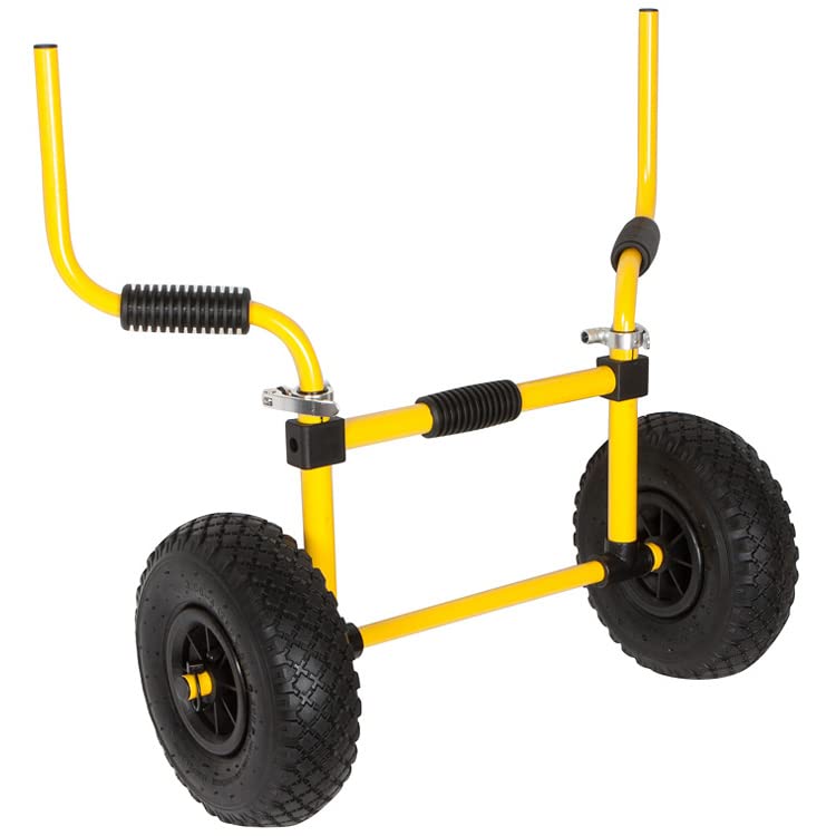 Suspenz Kayak Cart Trolley, Sit on Top SOT Adjustable Width Transport Carrier with No Flat Airless Wheels, Yellow, (22-0077)