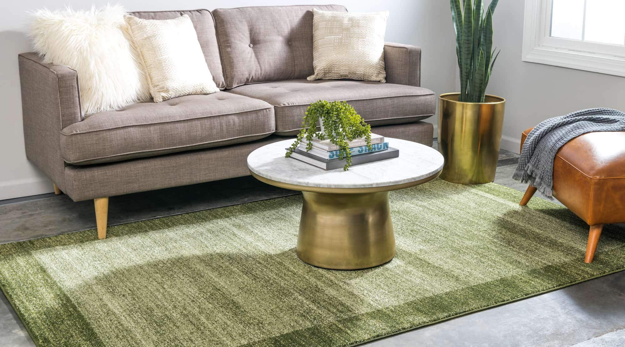 Unique Loom Del Mar Collection Area Rug - Abigail (5' 3" x 8' Rectangle, Light Green/ Ivory)