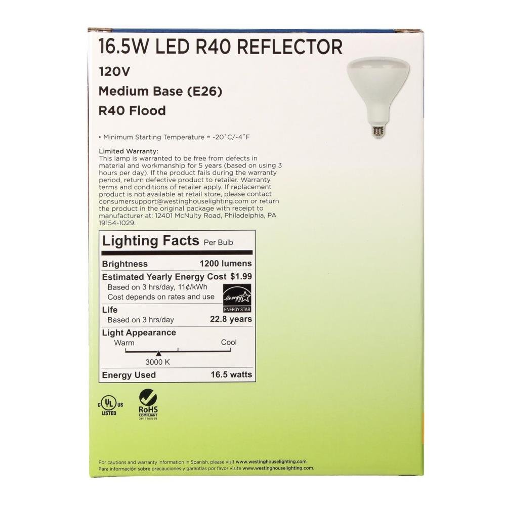 Westinghouse 306300 Soft White 4306300 75-Watt Equivalent R40 Flood Dimmable LED Light Bulb with Medium Base, 1 Count (Pack of 1)