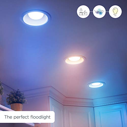 WiZ IZ20087582 BR30 65 Watt EQ Smart WiFi Connected LED Light Bulbs/Compatible with Alexa and Google Home, no Hub Required, RGB+ Color Changing/Tunable/Dimmable, 2 Piece