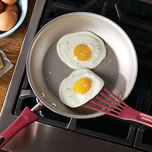 Rachael Ray Get Cooking! Nonstick Cookware Pots and Pans Set, Includes Baking Pan and Cooking Tools, 12 Piece - Burgundy,Red