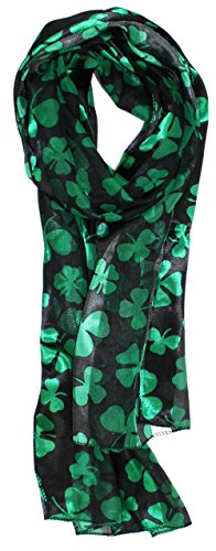 Ted and Jack - Luck of The Irish St. Patrick's Day Scarf in Black Shamrocks
