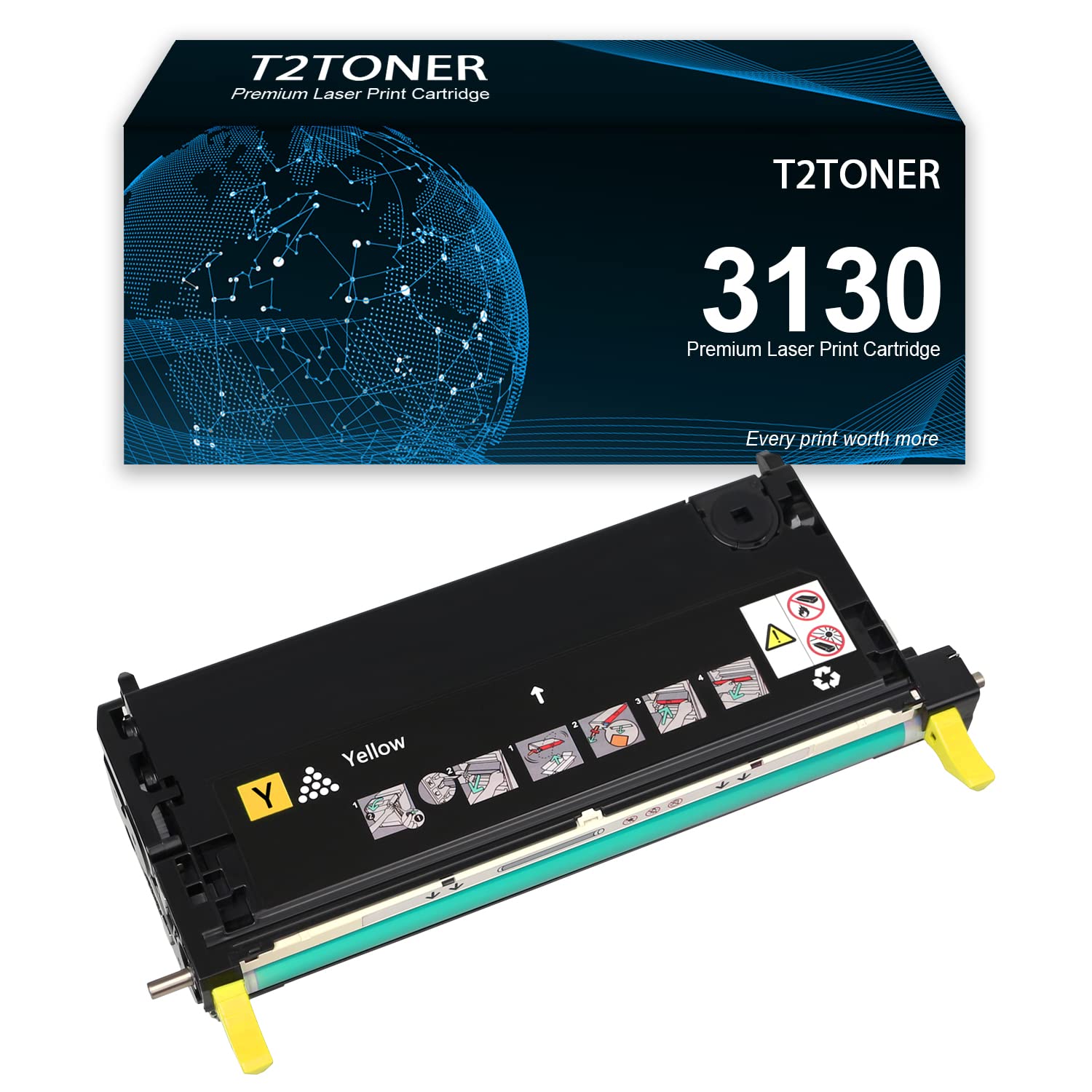 T2TONER Remanufactured 3130 330-1204 Toner Cartridge Replacement for Dell 3130 3130CN 3130CND Printer. 1 Yellow 9,000 Pages
