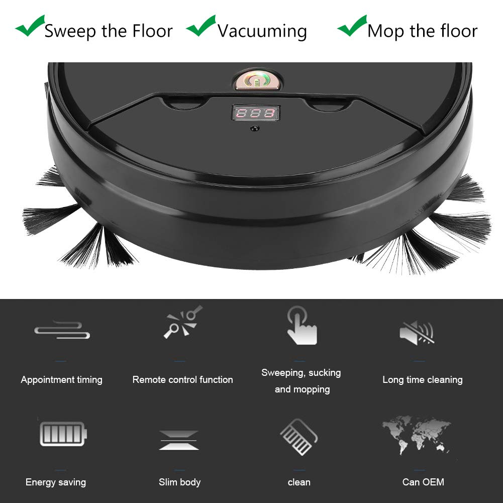Zerodis Robot Vacuum and Mop Combo, Smart Robotic Sweeping Cleaner Slim Mopping Robot Vacuum Cleanning Tool for Home Office Hard Floor Pet Hair Carpet