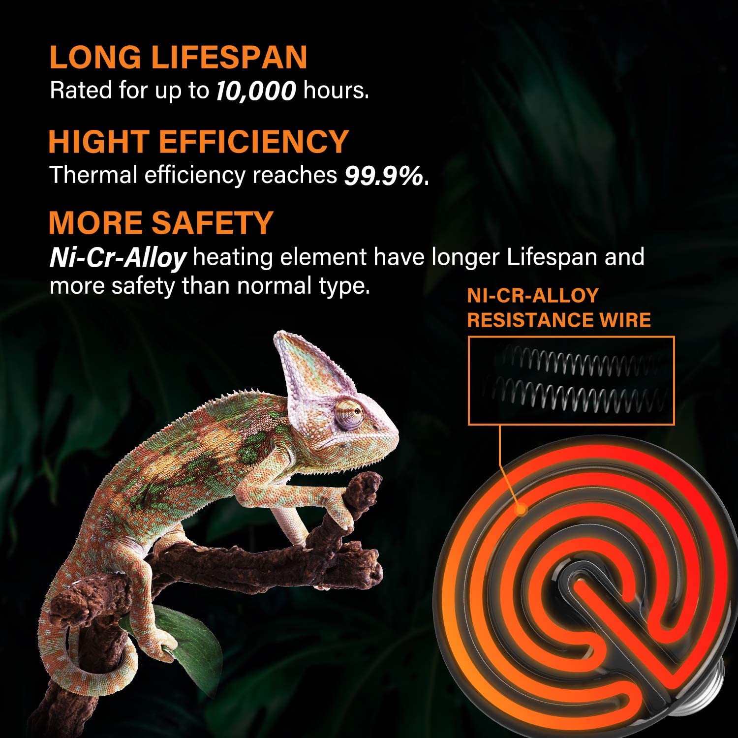 Simple Deluxe 25W/40W/50W/60W/100W/150W Ceramic Heat Emitter Reptile Heat Lamp Bulb No Light Emitting Brooder Coop Heater for Amphibian Pet & Incubating Chicken, Black/2-Pack, 50W
