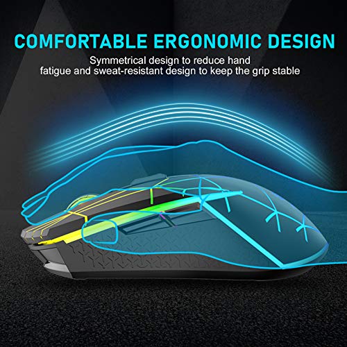 ZIYOU LANG X9 Wireless Gaming Mouse with 2.4Ghz USB Receiver Rainbow RGB Backlight Adjustable DPI Silent Click Rechargeable Ergonomic 7 Button for Computer Laptop PC Mac Gamer Office Use(Star Black)