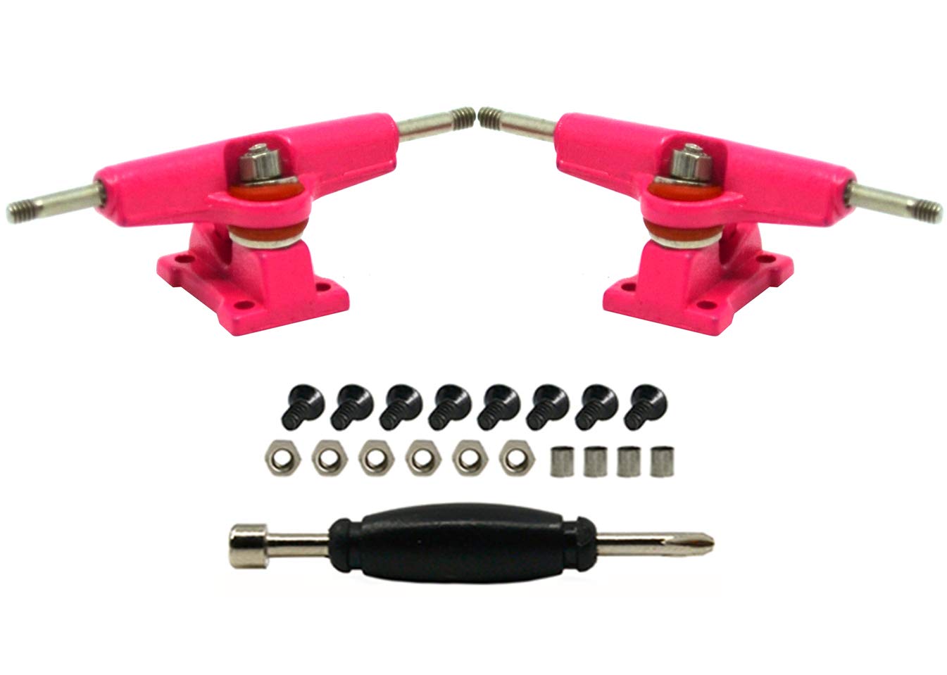 Teak Tuning Fingerboard Spacer Trucks with Standard Tuning, Pink - 32mm Width - Tuned & Assembled