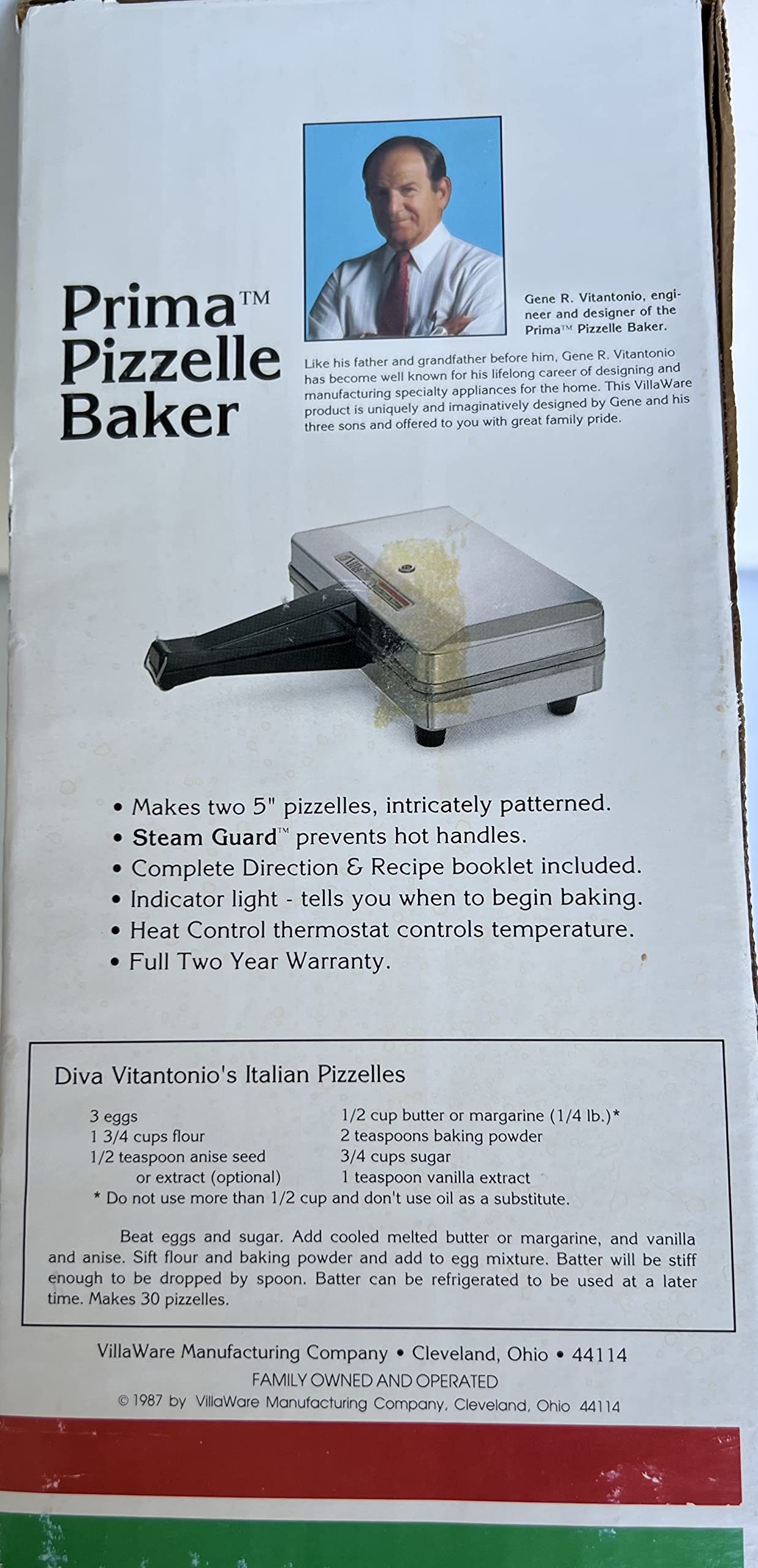VillaWare V5000 PRIMA Pizzelle Baker