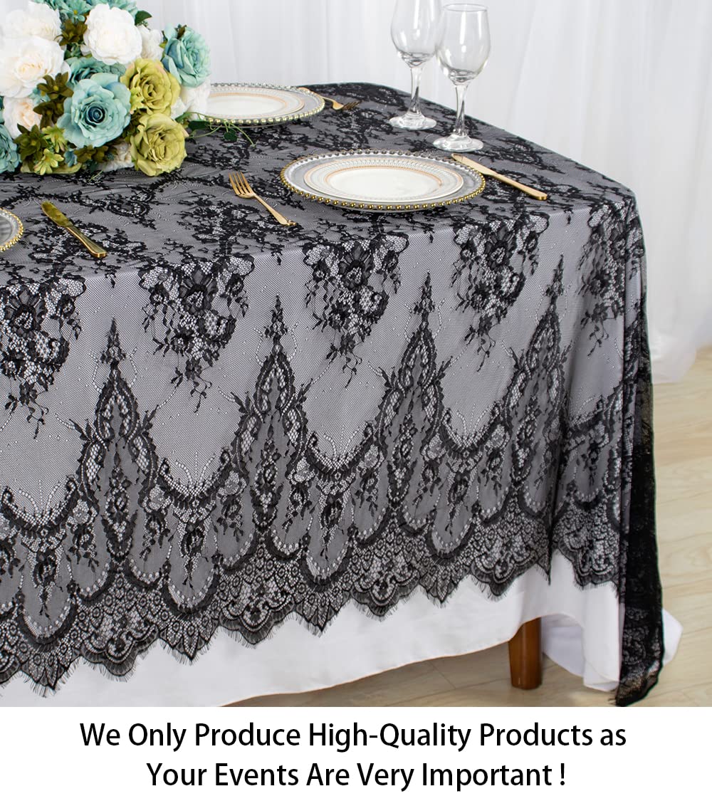 ShinyBeauty Lace Tablecloth Rectangular 60''x120'' White Floral Lace Tablecloth Rectangle Lace Table Clothes for Tea Party Lace Table Overlay Lace Fabric Table Cover for Wedding Reception