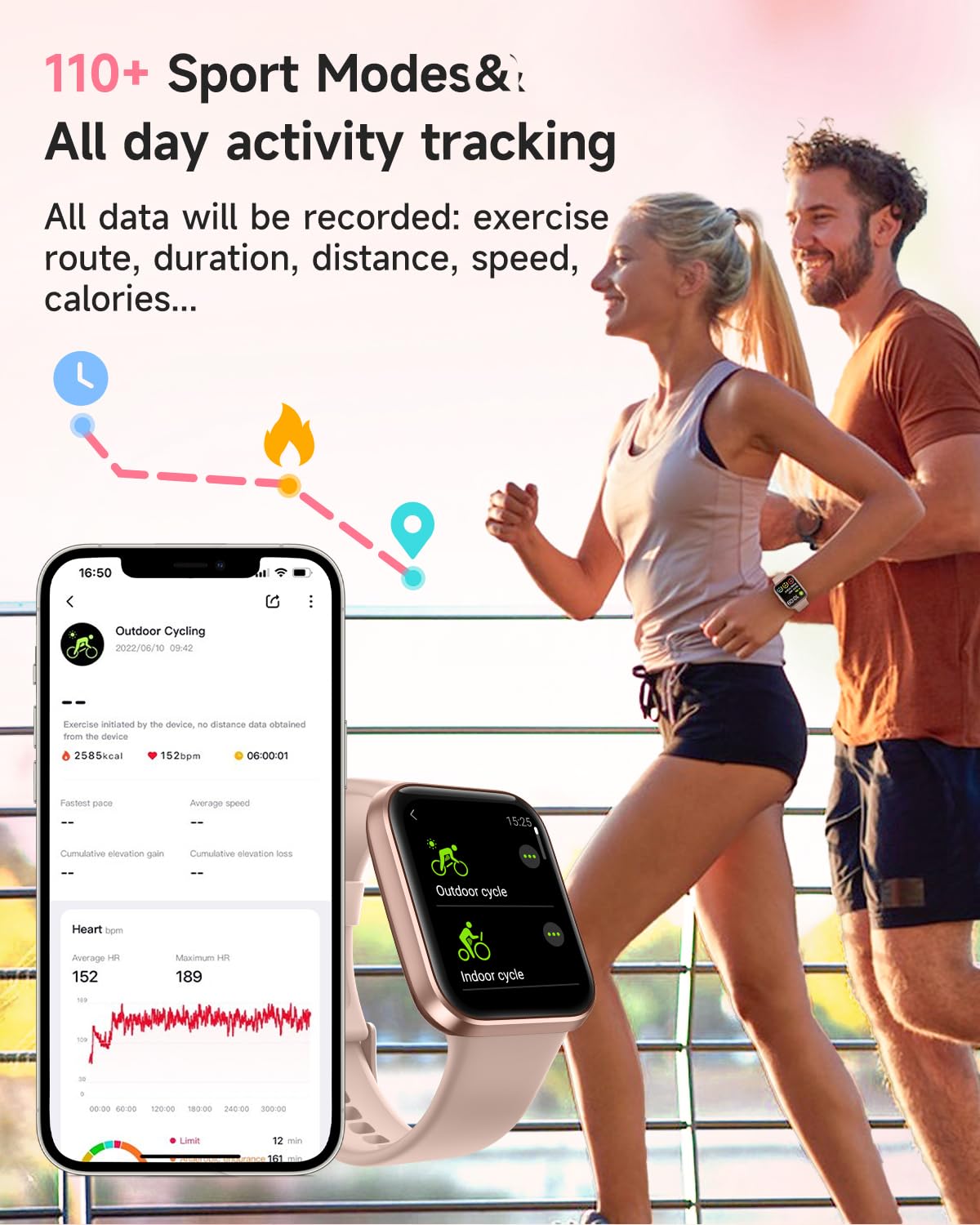 Smart Watch for Men Women(Call Receive/Dial), Alexa Built-in, 1.8" Touch Screen Fitness Tracker with Heart Rate Sleep Tracking, 100 Sports Modes, 5ATM Waterproof Smartwatch for Android iPhone, Pink