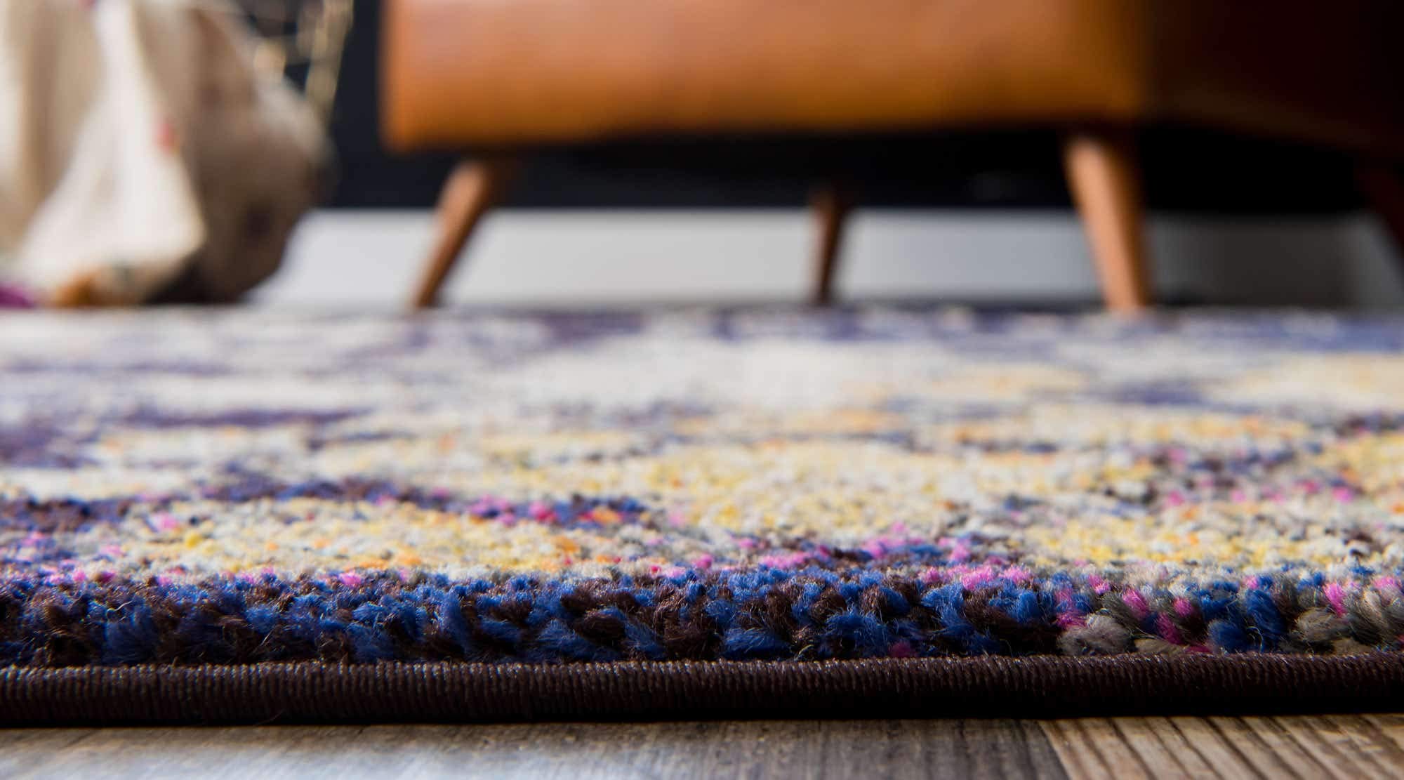 Unique Loom Vita Collection Traditional Over-Dyed Saturated Floral Medallions Area Rug, 8 x 10 ft, Navy Blue/Ivory